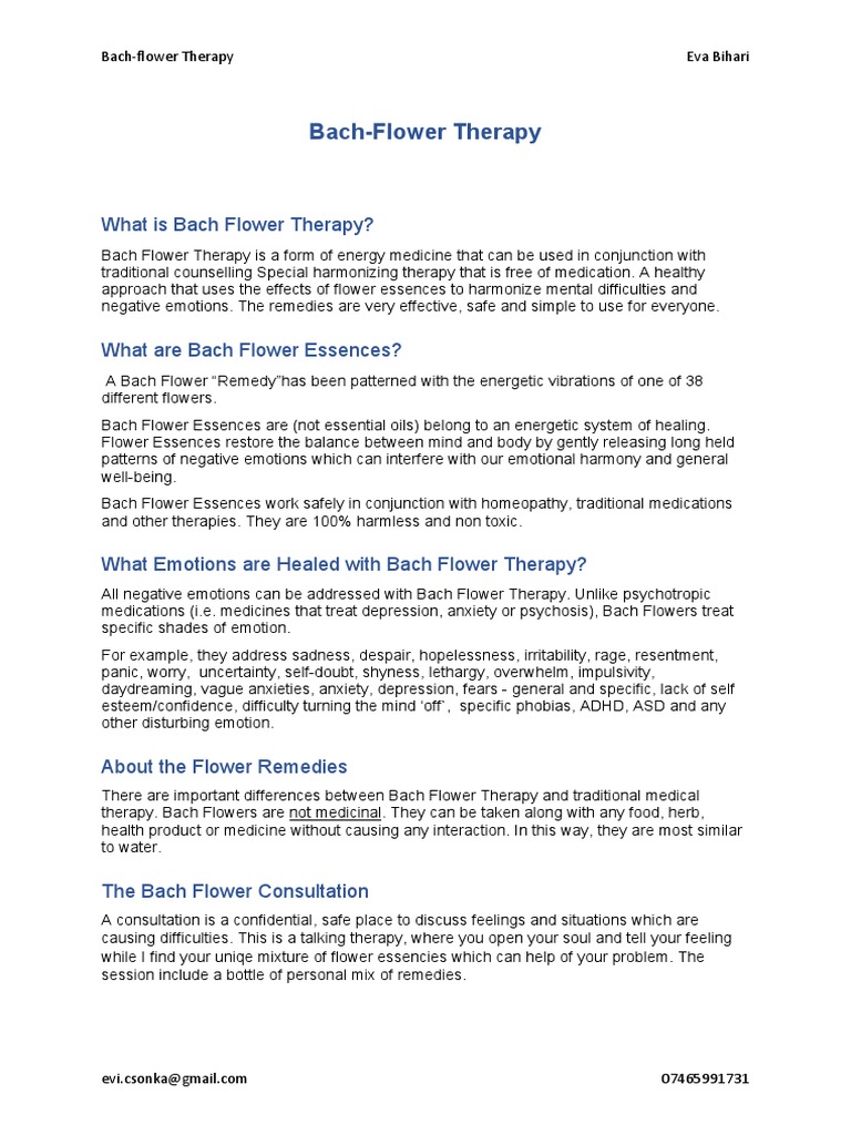 What Is Bach Flower Therapy? | PDF | Bach Flower Remedies | Psychotherapy