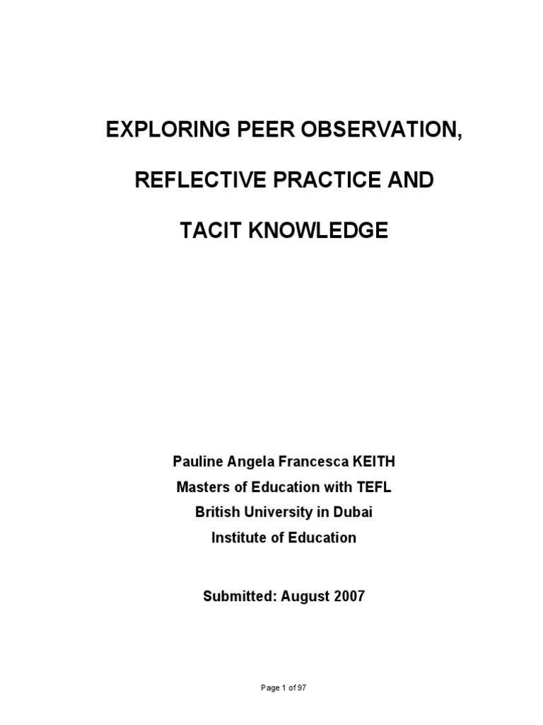 Peer Observation Reflective Practice | PDF | Reflective Practice | Teachers