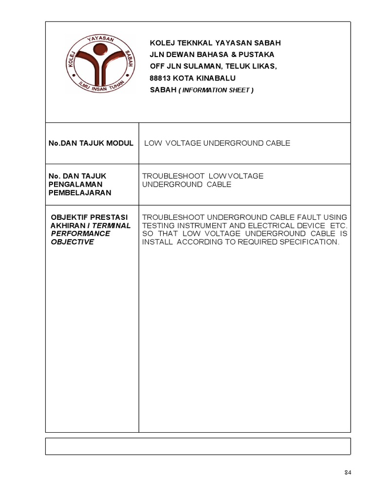 Underground Cable Trouble Shooting | PDF