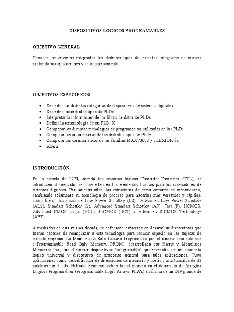 Dispositivos Logicos Programables | PDF | Arreglos de compuertas lógicas programables en sitio ...