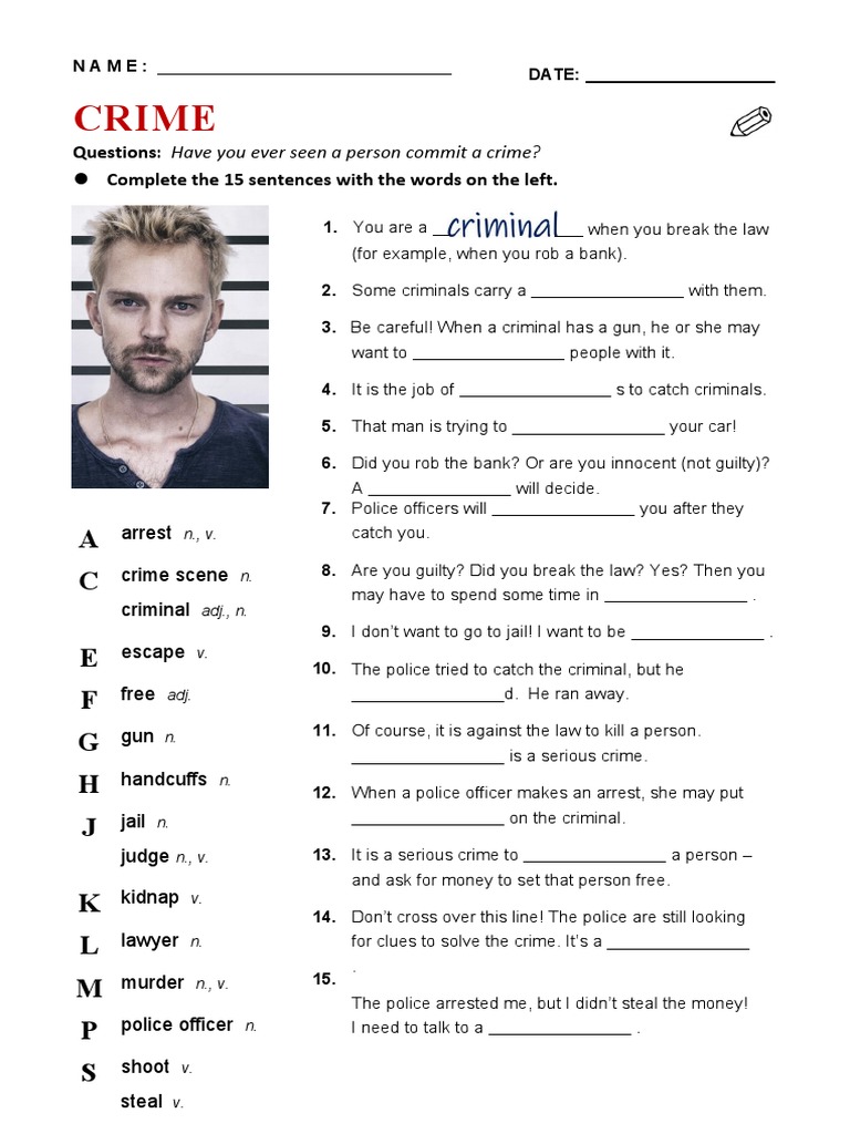 Vocabulary About Crime | PDF | Arrest | Crime & Violence
