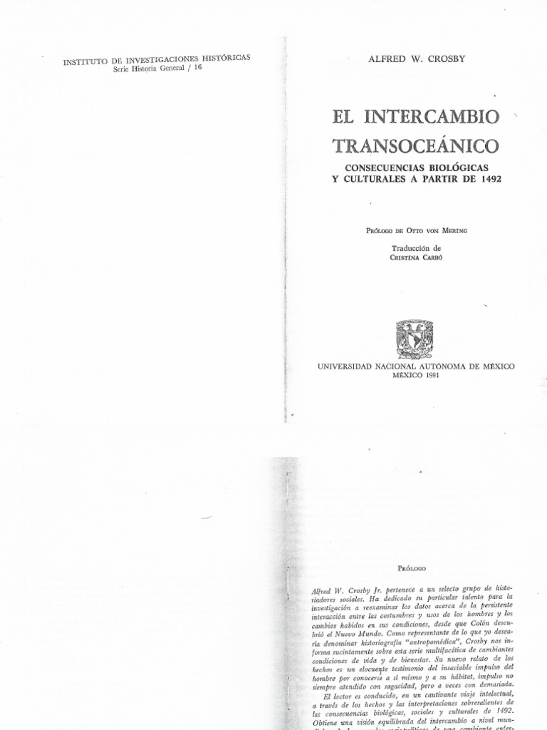 Alfred W. Crosby, El Intercambio Transoceánico. | PDF