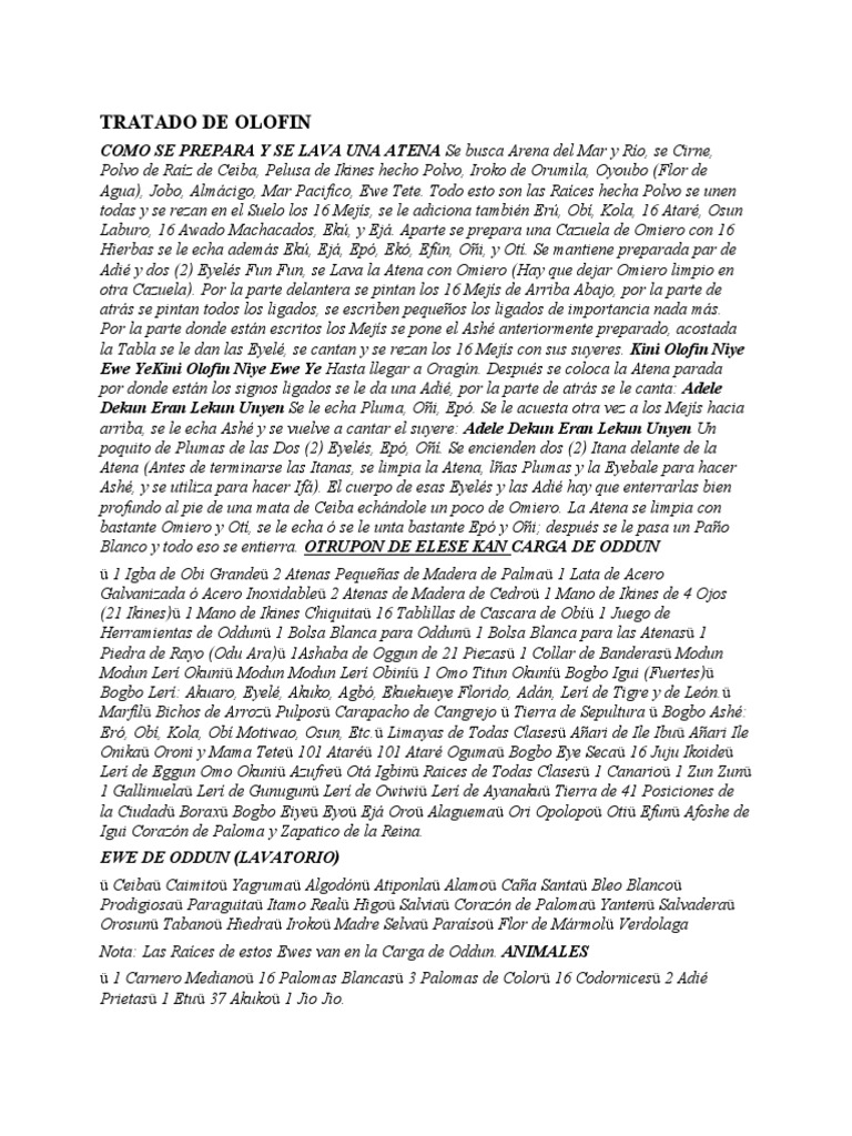 Tratado de Olofin | PDF | Santeria | Religión y creencia