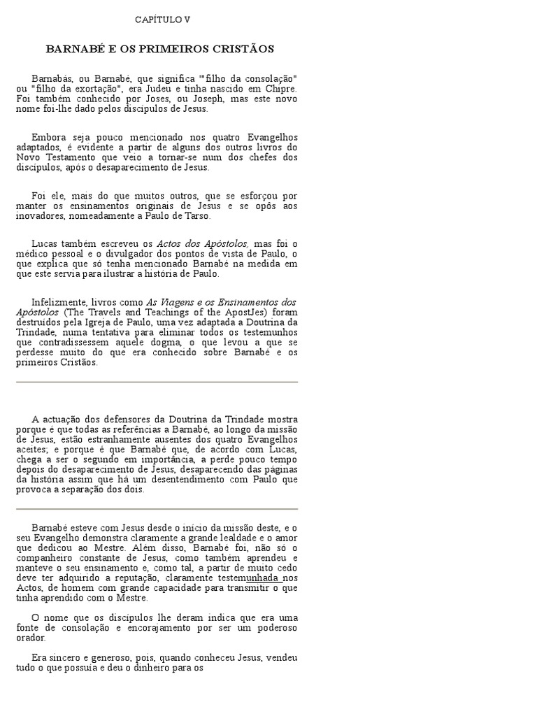 Barnabé e Os Primeiros Cristãos CAP. V | PDF | Apóstolo Paulo | Barnabé ...