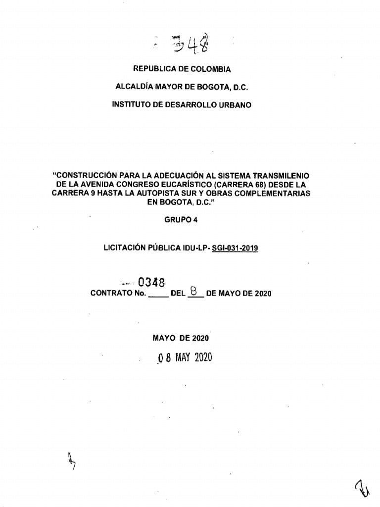 Contrato de Obra Idu-348-2020 Grupo 4 (Sin Pag en Blanco) | PDF ...
