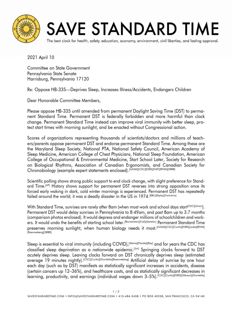 HB-335 Opponent Save Standard Time (2021 April 10) | PDF | Daylight ...