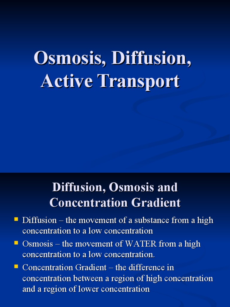 Osmosis, Diffusion, Active Transport | PDF | Osmosis | Cell Membrane