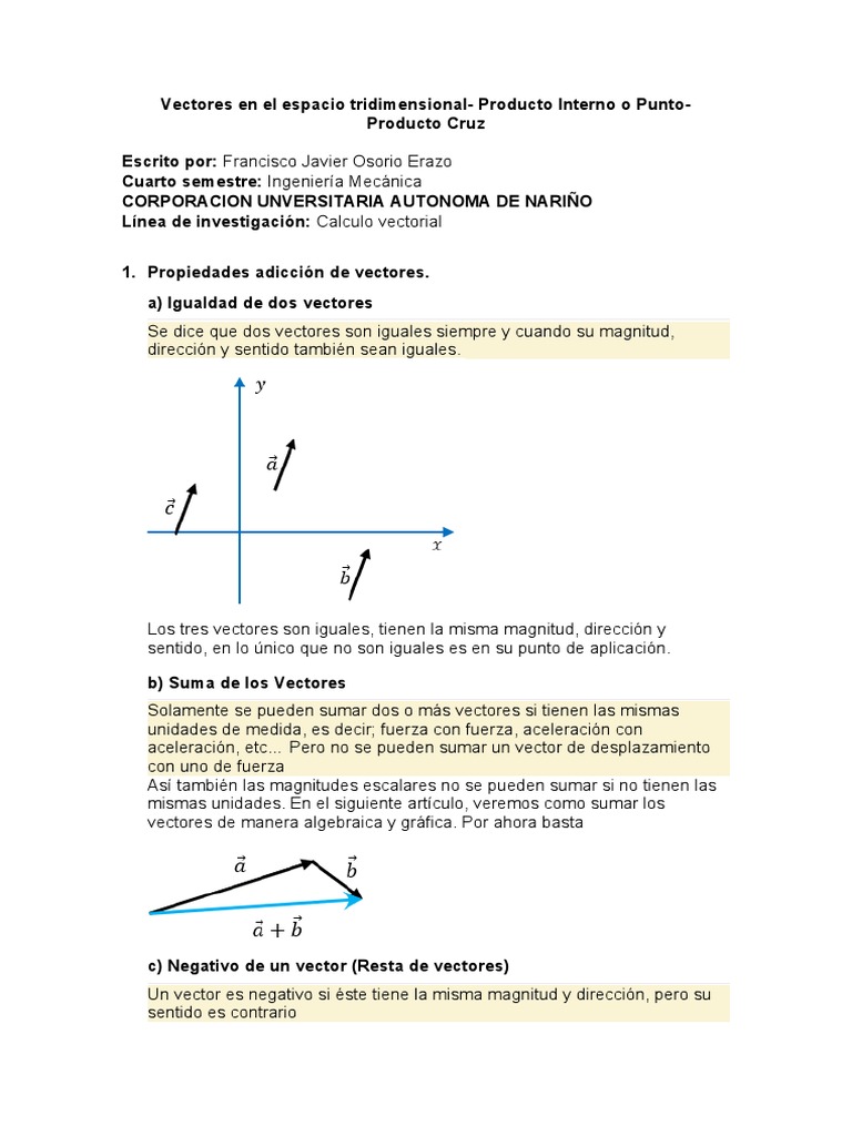 Vectores en El Espacio Tridimensional | PDF | Vector Euclidiano | Escalar (Matemáticas)