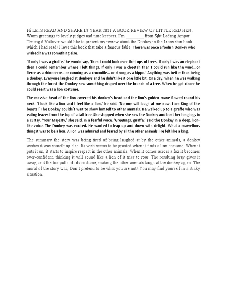 2 Hi Lets Read and Share in Year 2021 A Book Review of The Donkey in ...