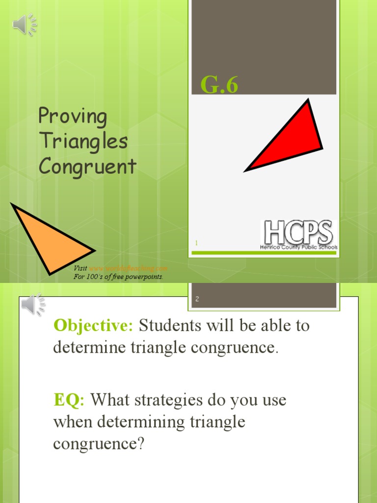 Proving Triangles Congruent: Visit For 100's of Free Powerpoints | PDF ...