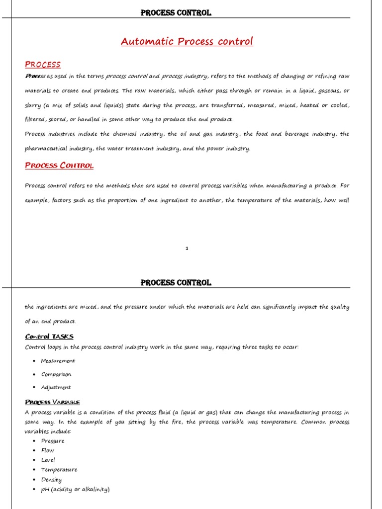 Process Control Notes | PDF | Control Theory | Laplace Transform