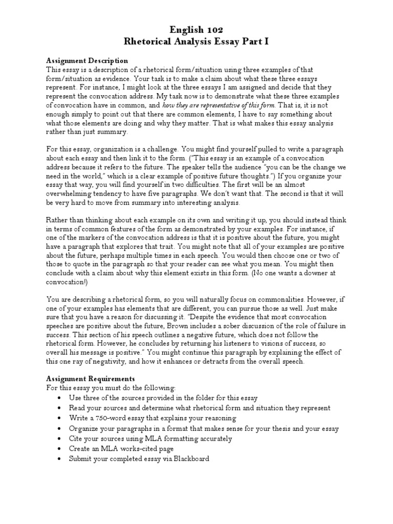 Rhetorical Analysis Part I | PDF | Essays | Communication