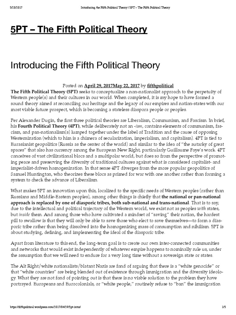 Introducing The Fifth Political Theory - 5PT - The Fifth Political ...