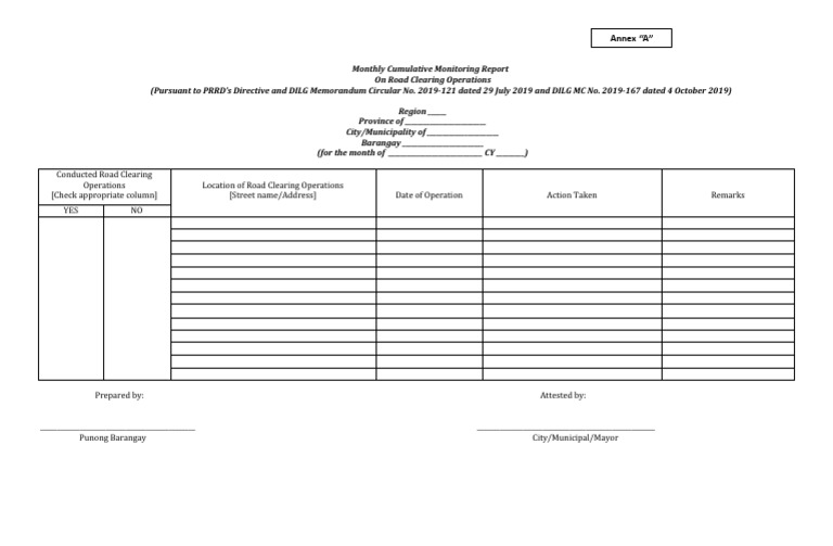 Monthly Road Clearing Operations Report | PDF