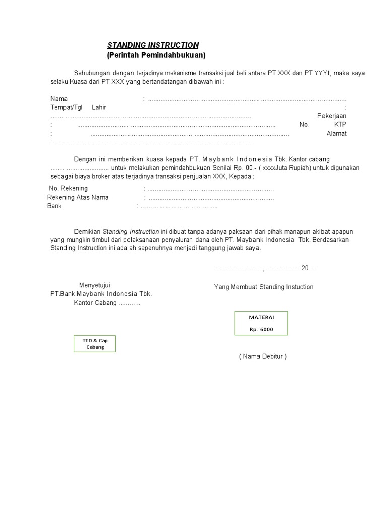 SURAT STANDING INSTRUCTIOn | PDF