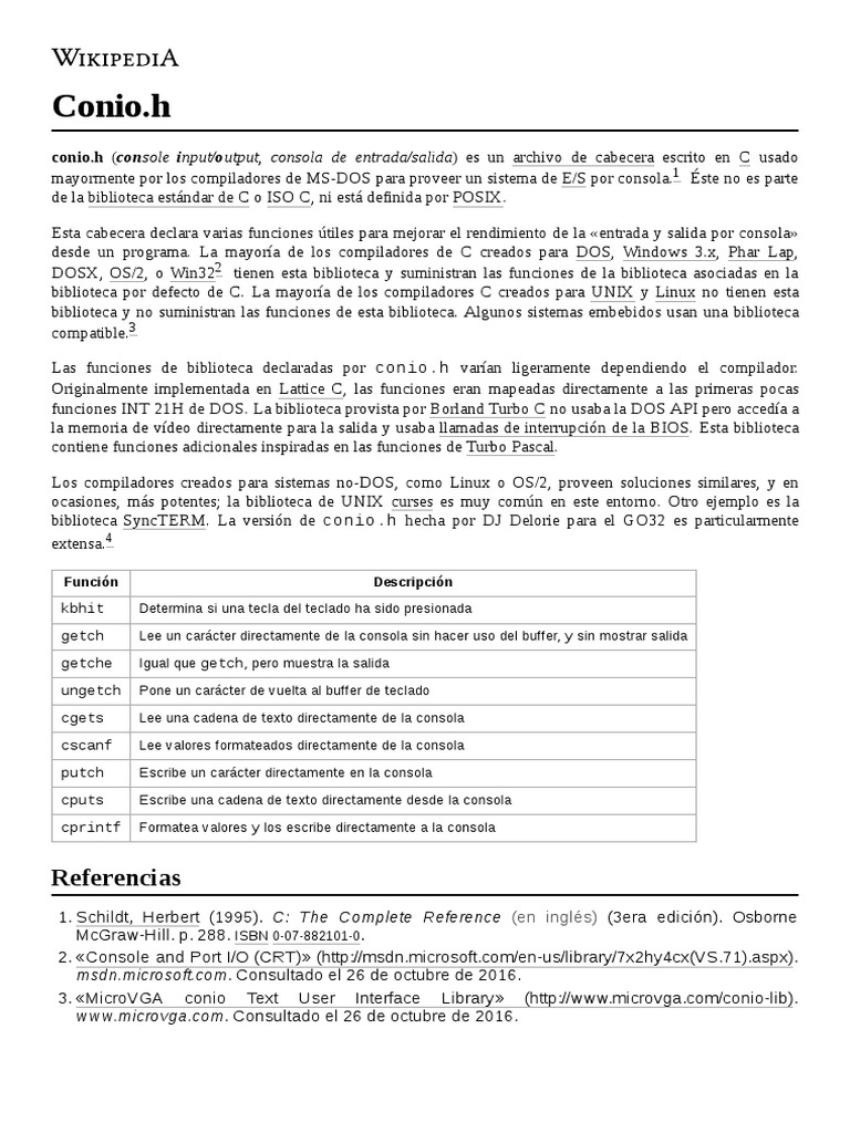 Conio H | PDF | Biblioteca (informática) | Dos