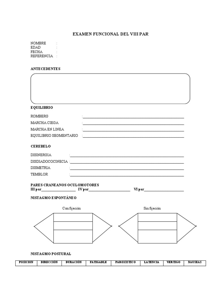 Protocolo Examen Viii Par | PDF