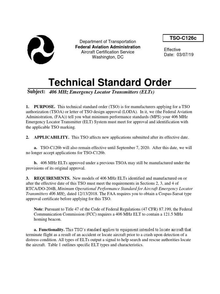 Technical Standard Order: TSO-C126c | PDF | Science | Computing