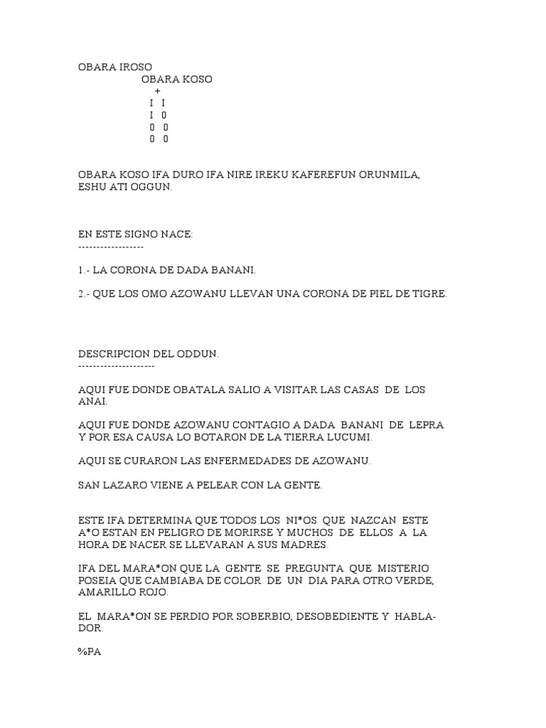 Obara Iroso | PDF | Sobrenatural | Religión étnica