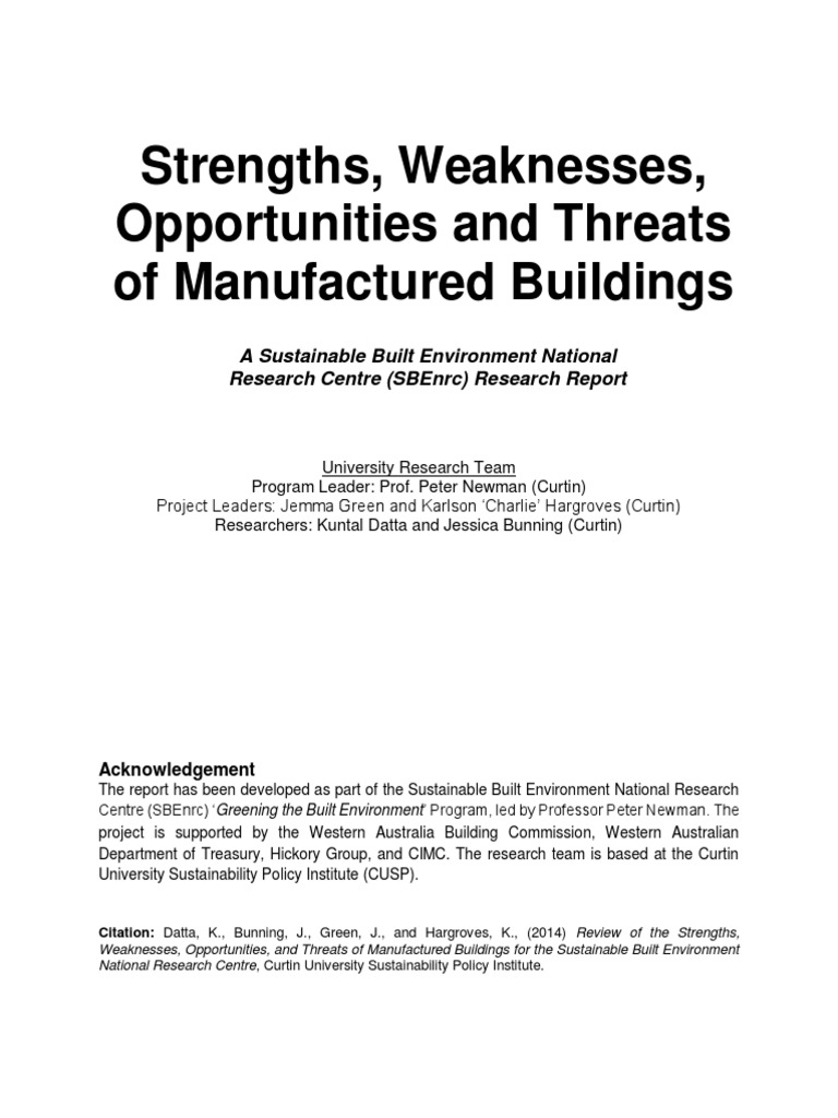 Strengths Weaknesses Opportunities and Threats of Manufactured ...