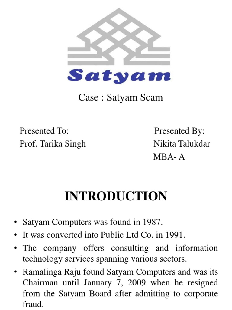 Case: Satyam Scam | PDF | Companies | Fraud