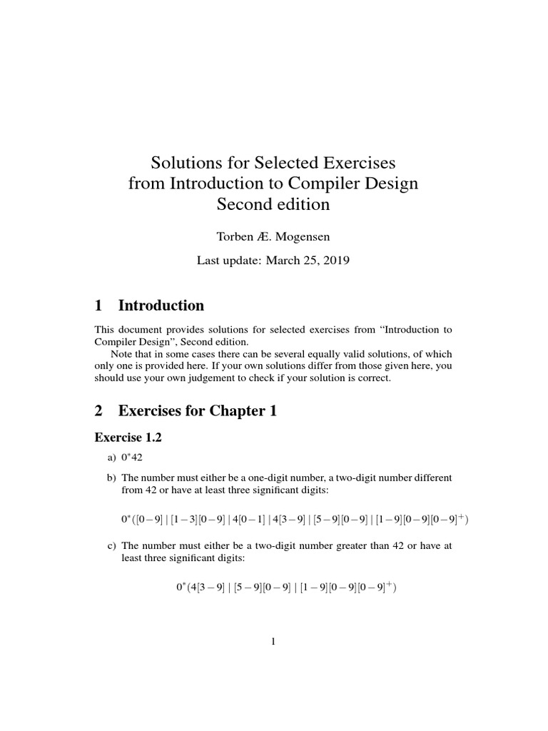 Introduction To Compiler Design - Solutions | PDF | Parsing ...