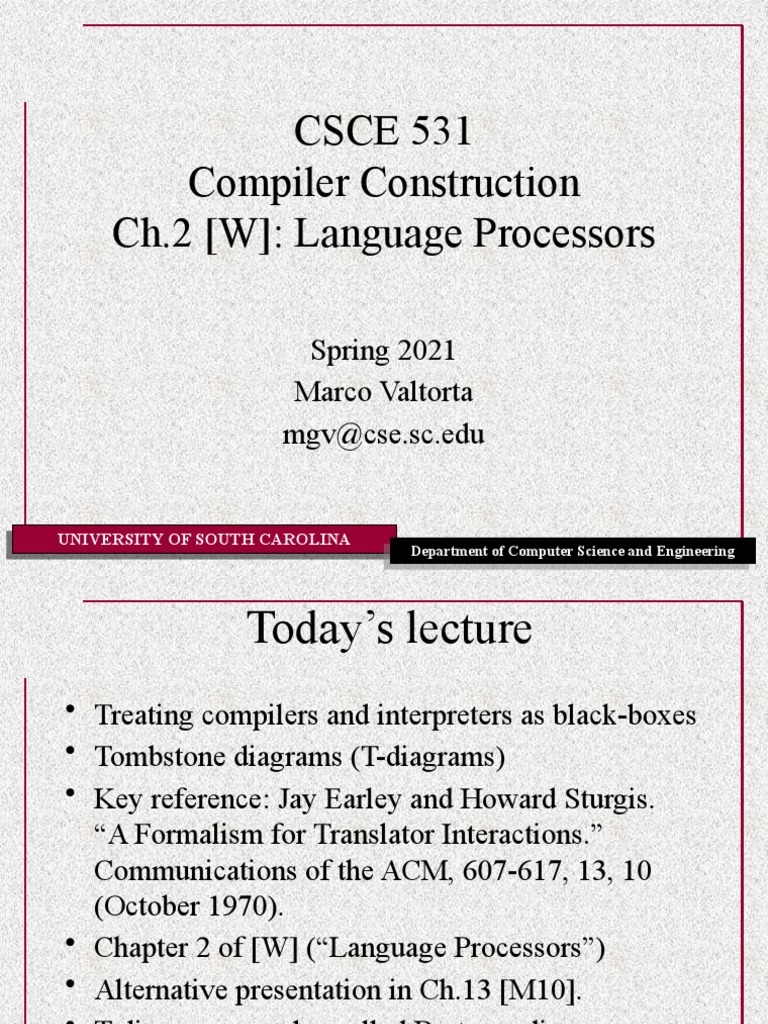 CSCE 531 Compiler Construction Ch.2 (W) : Language Processors | PDF ...