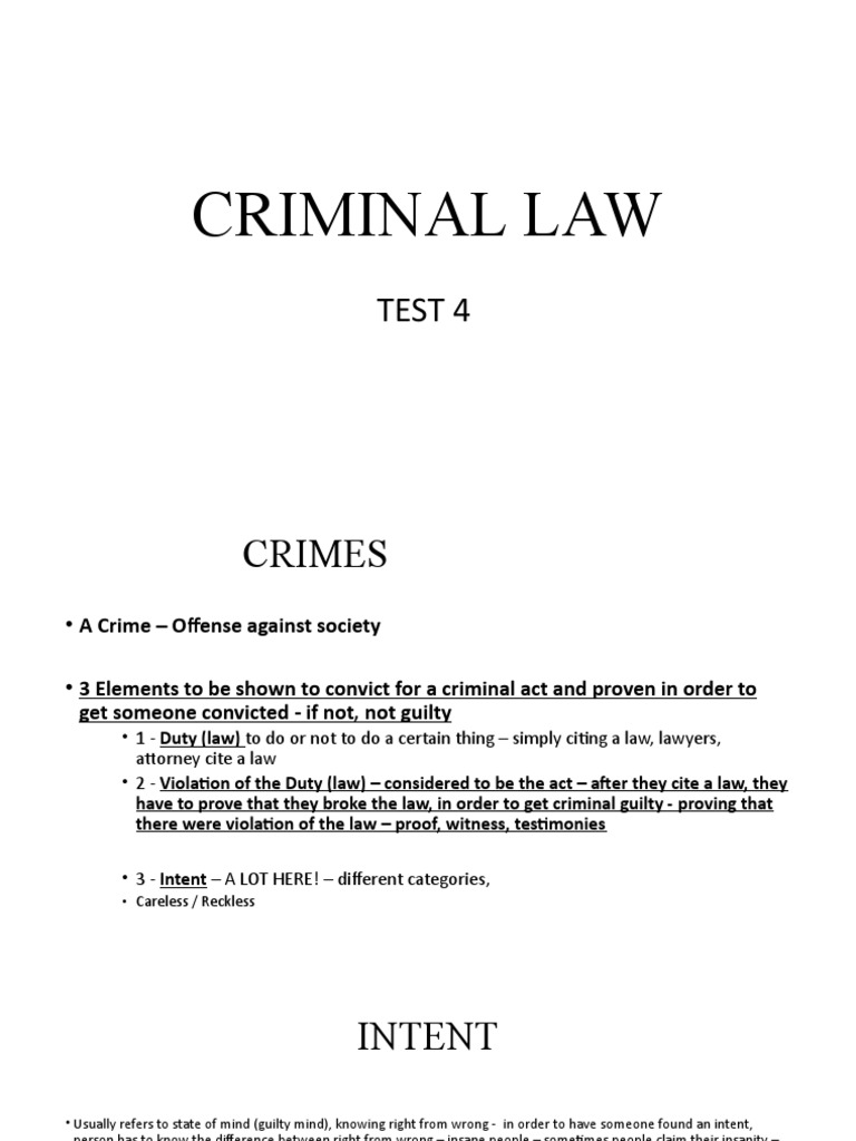 Criminal Law: Test 4 | PDF | Larceny | Theft