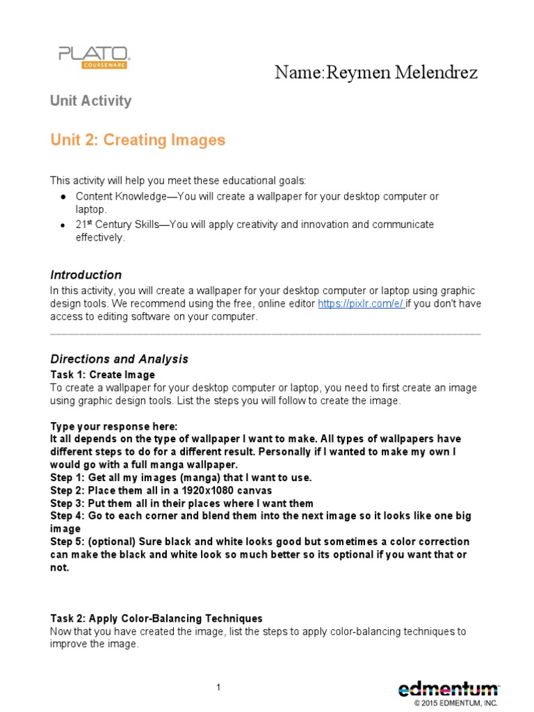 Unit 2 Activity - Creating Images (Your Name) | PDF | Typefaces | Laptop
