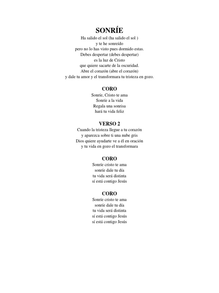Sonríe, Cristo te ama: Letra y mensaje | PDF