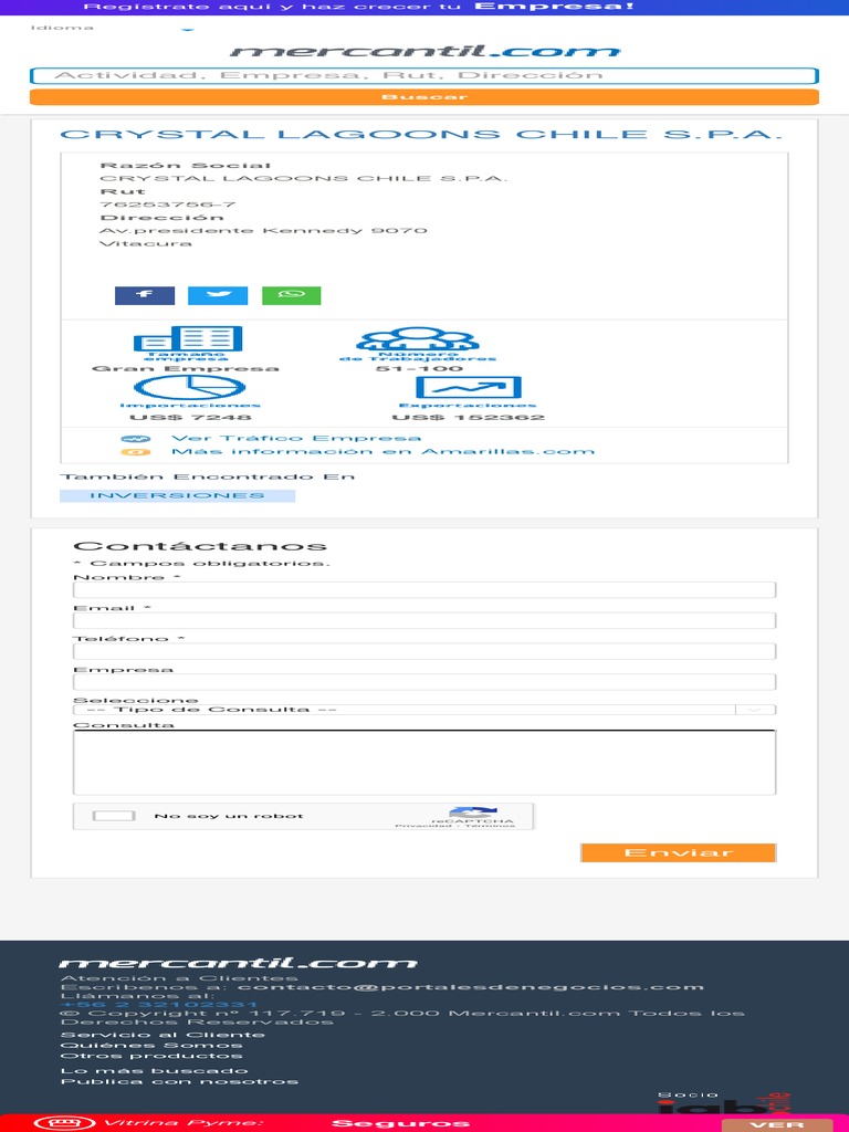 CRYSTAL LAGOONS CHILE S.P.a. - Vitacura - Inversiones | PDF