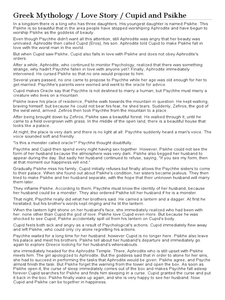 Greek Mythology - Cupid and Psyche | PDF | Eros