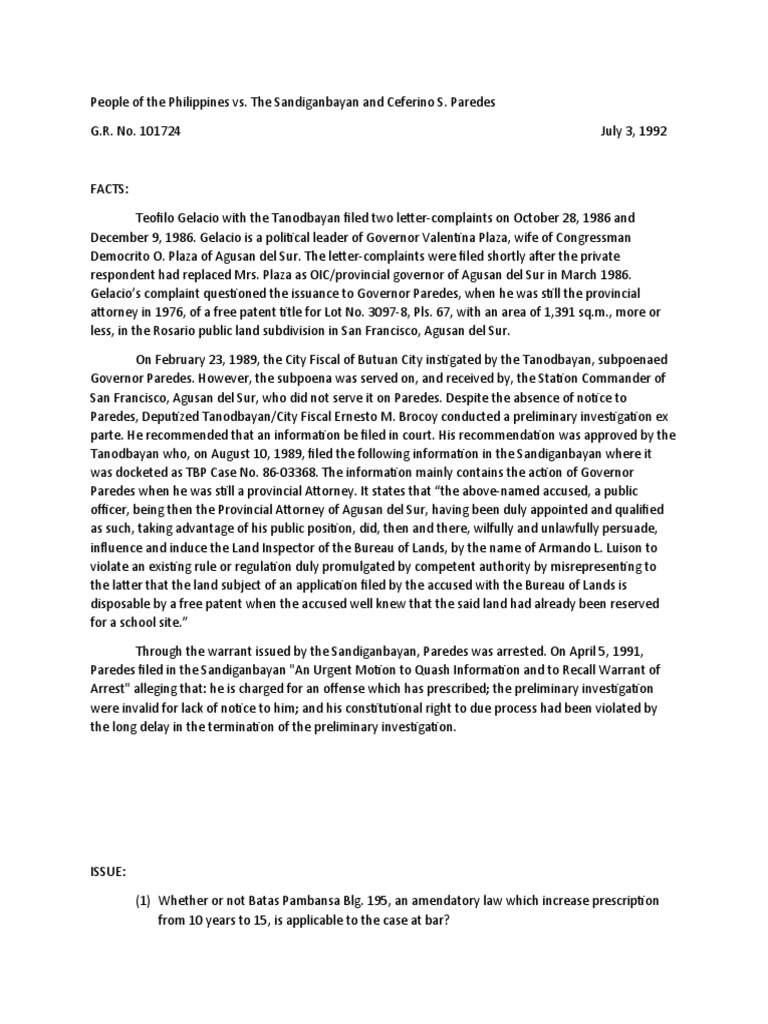 People of The Philippines Vs Paredes | PDF | Statute Of Limitations ...