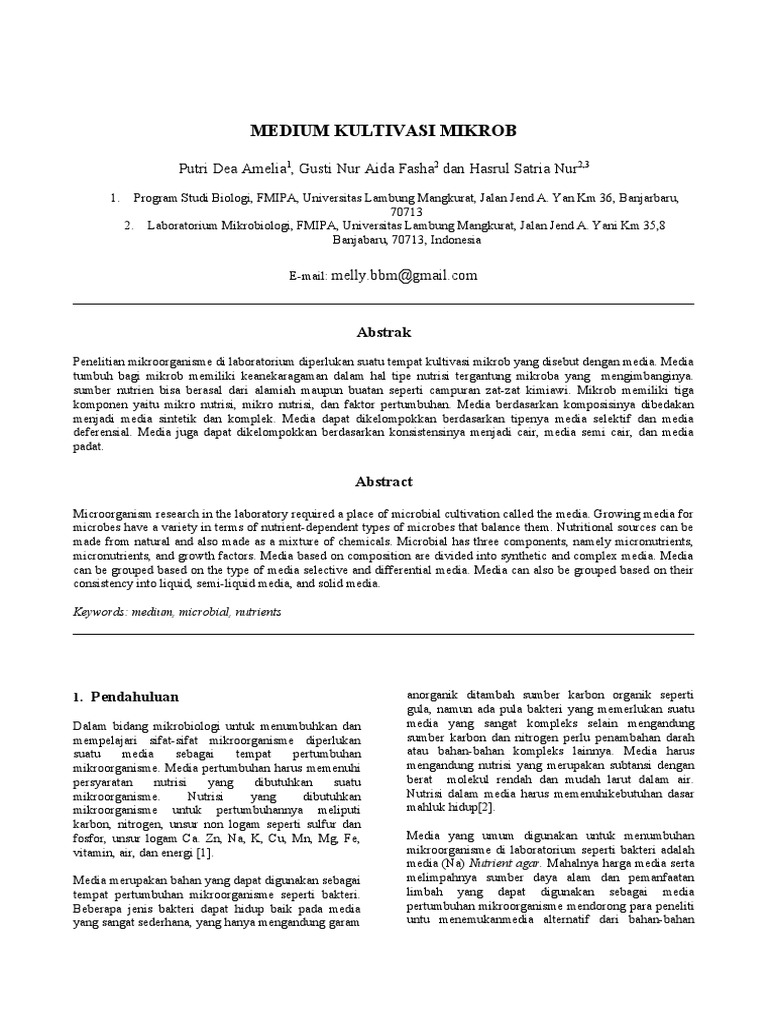 Medium Kultivasi Mikrob | PDF