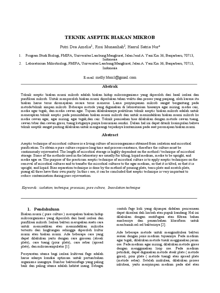 TEKNIK ASEPTIK BIAKAN MIKROB Ayna | PDF