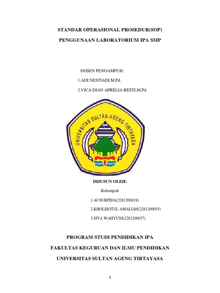 Standar Operasional Prosedur (Sop) Penggunaan Laboratorium Ipa SMP | PDF