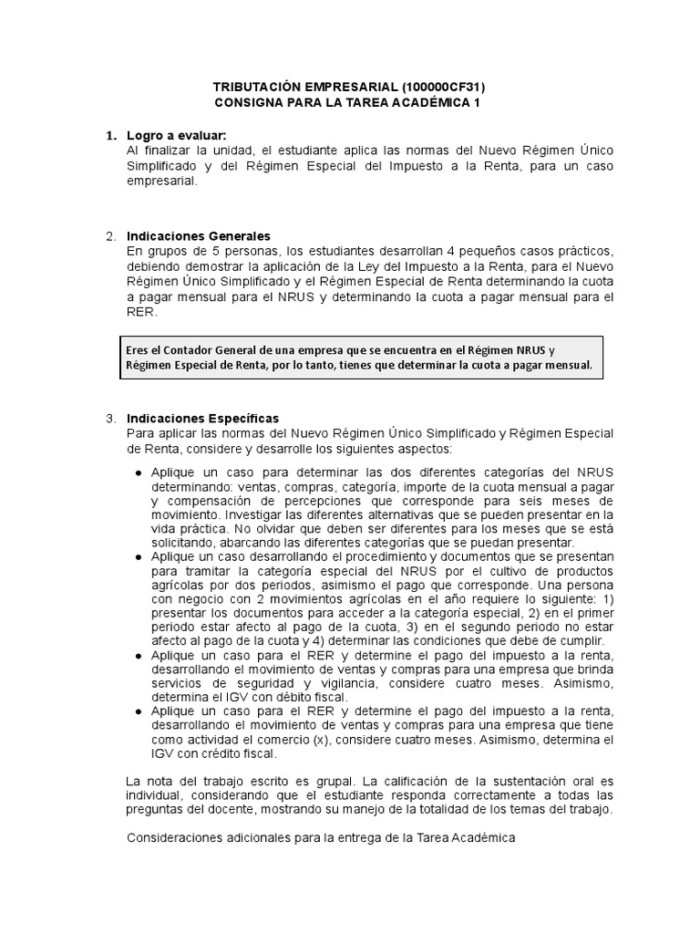 GC CF31 TA1Consigna 21C1M | Descargar gratis PDF | Impuesto sobre la renta | Impuestos