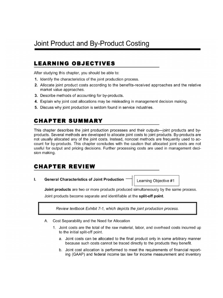 General Characteristics of Joint Production | PDF