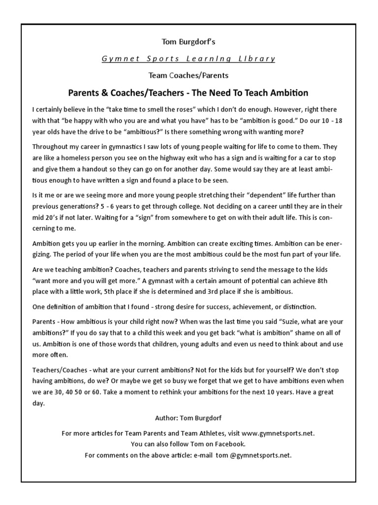 Teach Ambition: A Guide for Coaches | PDF