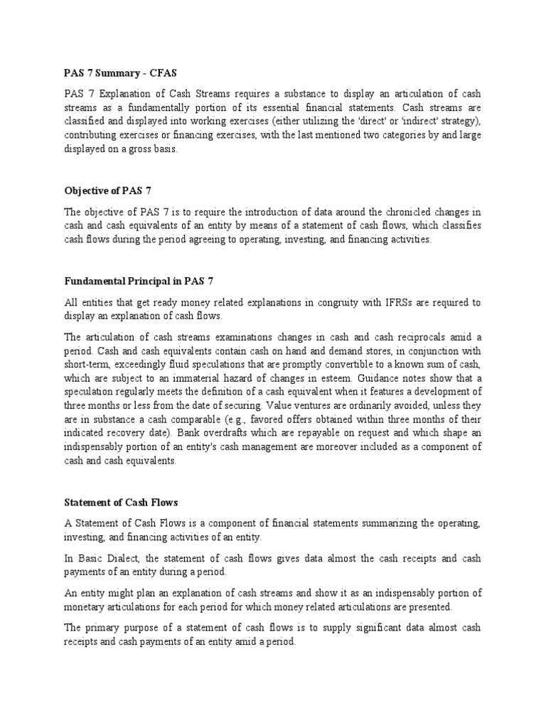 PAS 7 and PAS 41 Summary | PDF | Fair Value | Cash Flow Statement