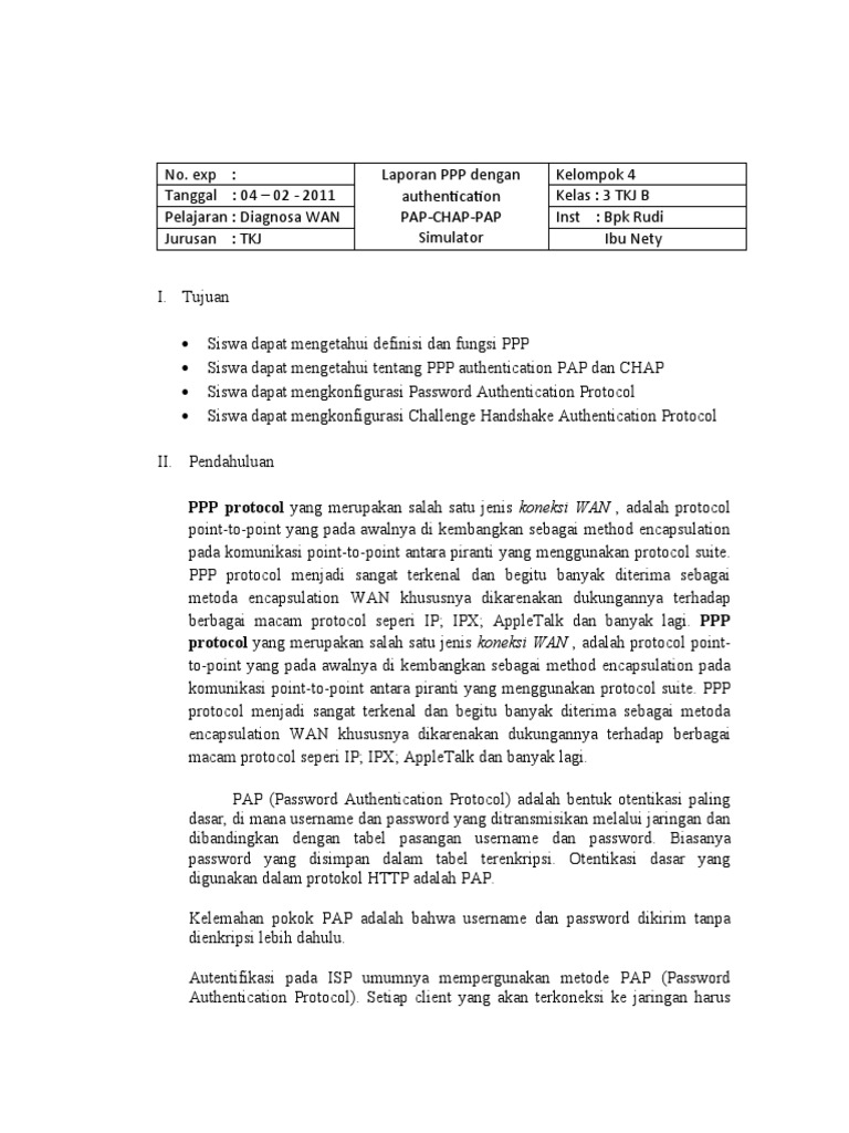 Laporan PPP (Pap Chap Pap) | PDF | Protokol Internet | Protokol Jaringan