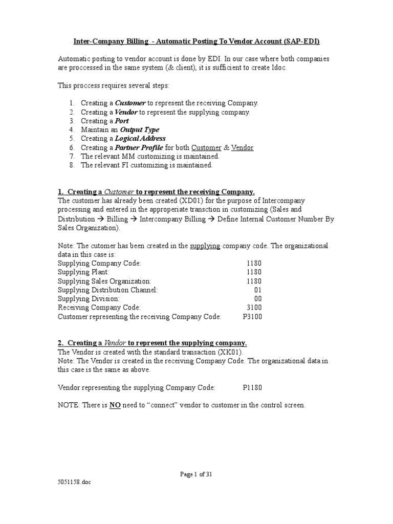 Intercompany Billing Process in SAP EDI | PDF | Business
