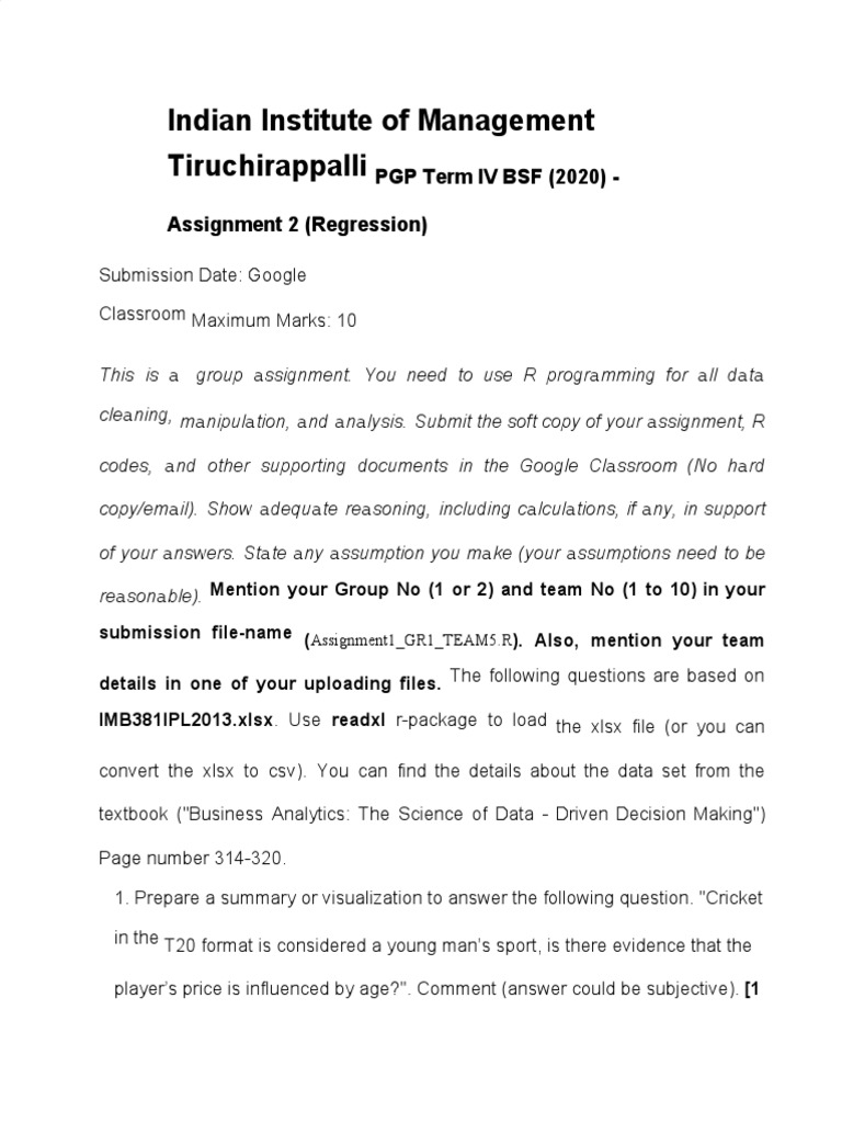 Assignment 2 Pdf Regression Analysis Linear Regression 