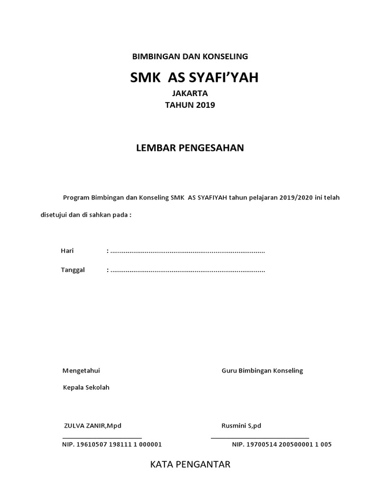 Contoh Program BK SMK Sesuai Pop BK Kelas 12 | PDF