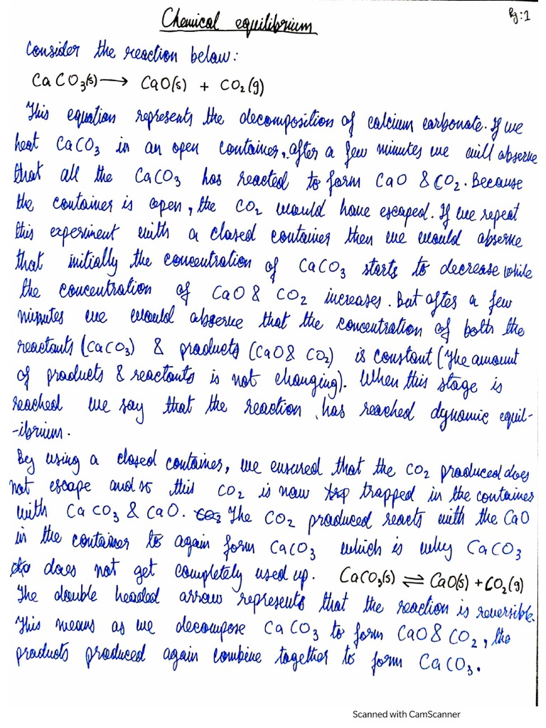Chemical Equilibrium - Notes 1 | PDF
