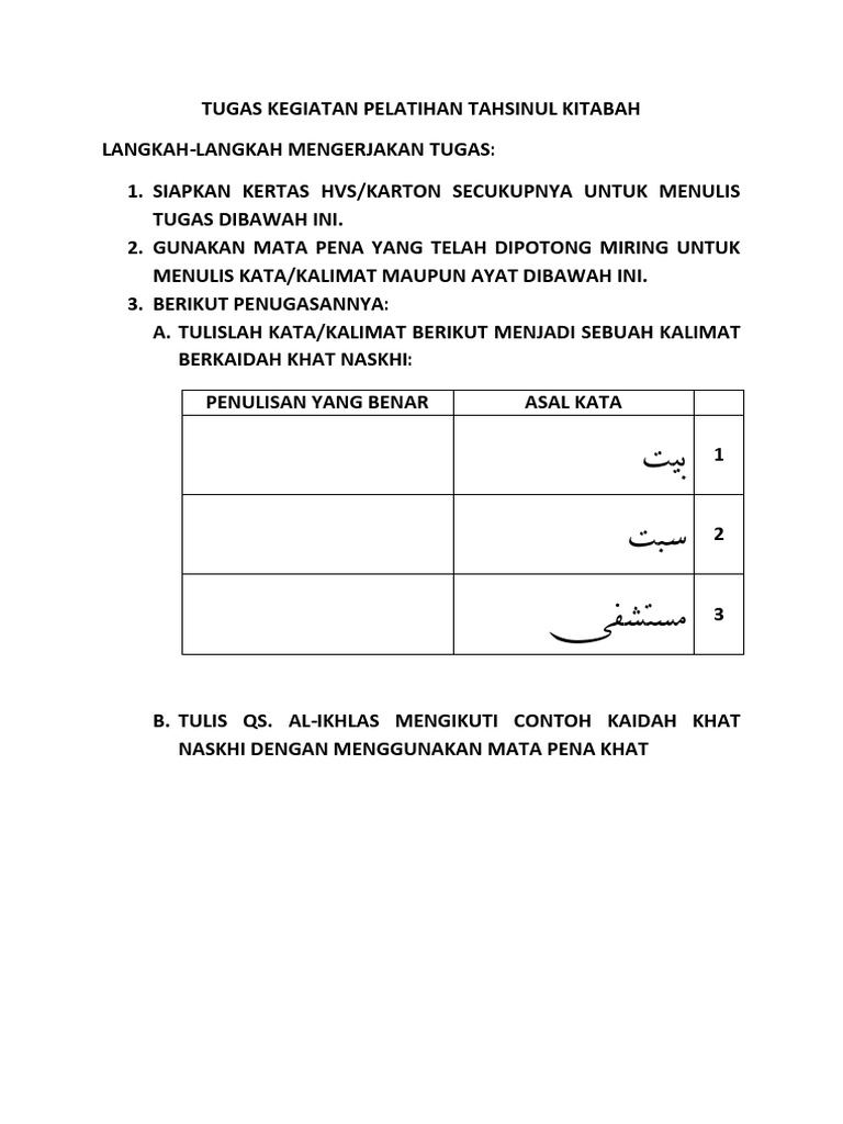 Tugas Tahsinul Kitabah Angkatan 3 | PDF