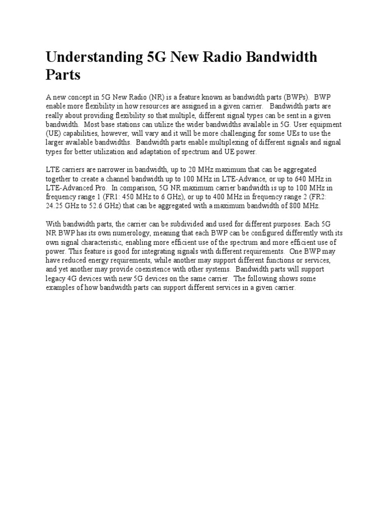 Understanding 5G New Radio Bandwidth Parts - BWP | PDF | Bandwidth (Signal Processing) | Radio