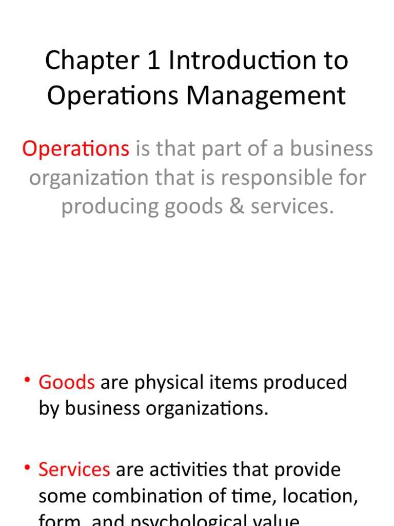 Chapter 1 Introduction Operation Management | PDF | Operations ...