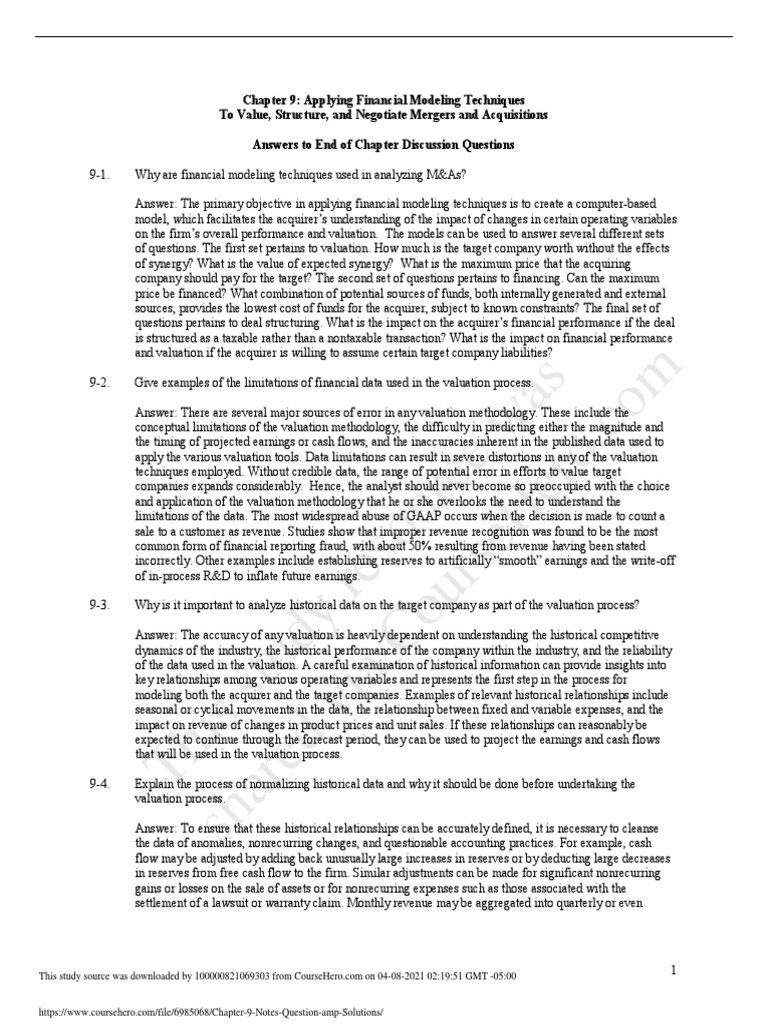 Chapter 9 Notes Question Amp Solutions | PDF | Valuation (Finance) | Stocks