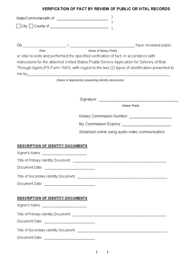 Verification of Fact by Review of Public or Vital Records | PDF